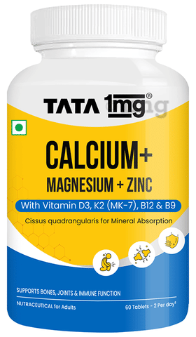 Tata 1mg Calcium + Magnesium + Zinc Tablet: Buy bottle of 60.0 tablets ...