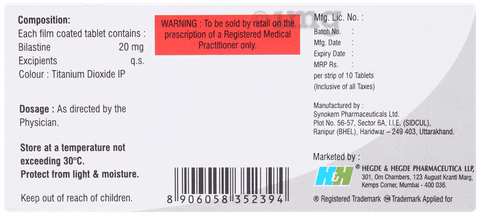 Buy Bilatis 20mg Tablet Online: View Uses, Side Effects, Price ...