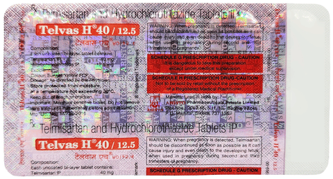 Buy Telvas H 40/12.5 Tablet Online: View Uses, Side Effects, Price ...
