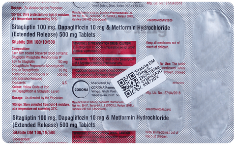 Buy Sitabite DM 10mg/500mg/100mg Tablet ER Online: View Uses, Side ...