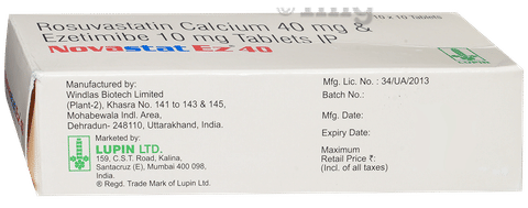 Buy NOvastat-EZ 40mg/10mg Tablet Online: View Uses, Side Effects, Price ...