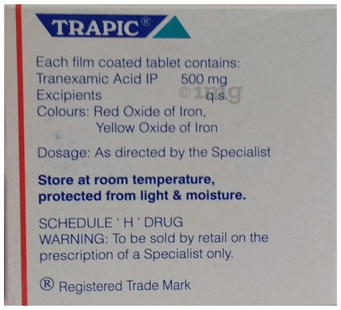 Buy Trapic 500mg Tablet Online: View Uses, Side Effects, Price ...