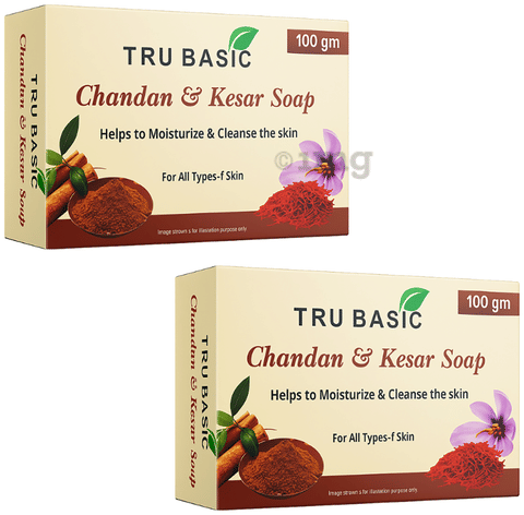 Tru Basic Chandan & Kesar Soap | 100 gm Each for All Skin Types: Buy ...