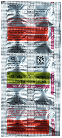 Buy Telmikind Trio 40mg/10mg/12.5mg Tablet Online: View Uses, Side ...