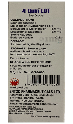 Buy 4 Quin Lot Eye Drop Bak Free Online: View Uses, Side Effects, Price ...