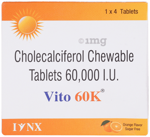 Buy Vito 60K Chewable Tablet Orange Sugar Free Online: View Uses, Side ...