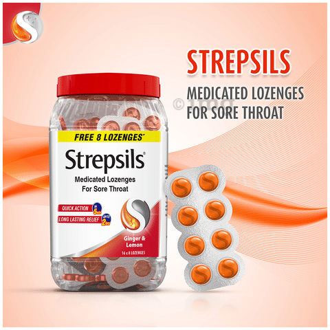 Strepsils Medicated Throat Lozenges | For Sore Throat | Flavour Ginger ...