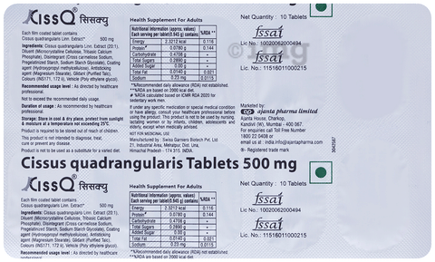 Ciss Q Cissus Quadrangularis Tablet for Adults: Buy strip of 10.0 ...