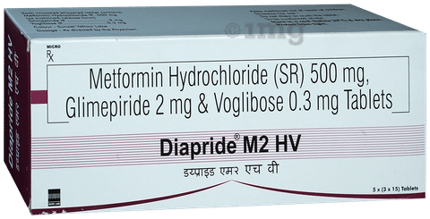 Buy Diapride M2 HV 2mg/500mg/0.3mg Tablet SR Online: View Uses, Side ...