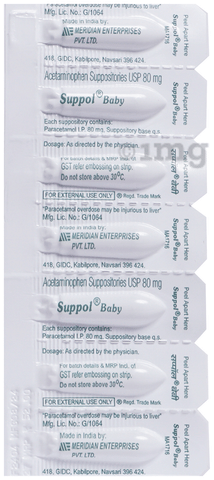 Buy Suppol Baby Suppository (7 Each) 80mg Online: View Uses, Side ...