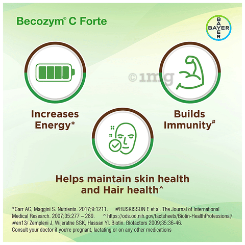 Becozym C Forte Tablet with Biotin, Vitamin C & B Complex: Buy strip of ...