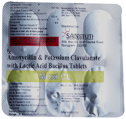 Buy Moxi CL 500mg/125mg Tablet Online: View Uses, Side Effects, Price ...