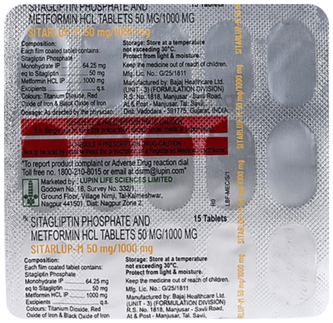 Buy Sitarlup-M 50mg/1000mg Tablet Online: View Uses, Side Effects ...