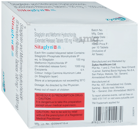 Buy Sitaglyn M 100/1000 Tablet ER Online: View Uses, Side Effects ...