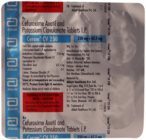 Buy Cerom CV 250mg Tablet Online: View Uses, Side Effects, Price ...