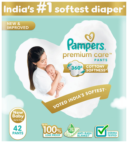 Pampers Premium Care Pants with Aloe Vera & Cottony Softness | Size NB ...