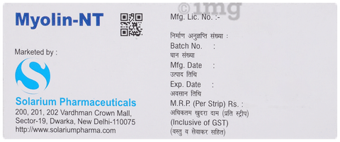 Buy Myolin NT 200mg/5mg Tablet Online: View Uses, Side Effects, Price ...