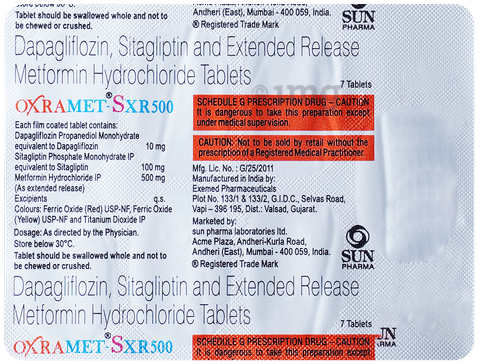 Buy Oxramet-S XR 500 Tablet ER Online: View Uses, Side Effects, Price ...