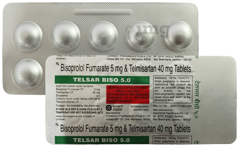 Buy Telsar Biso 5mg/40mg Tablet Online: View Uses, Side Effects, Price ...