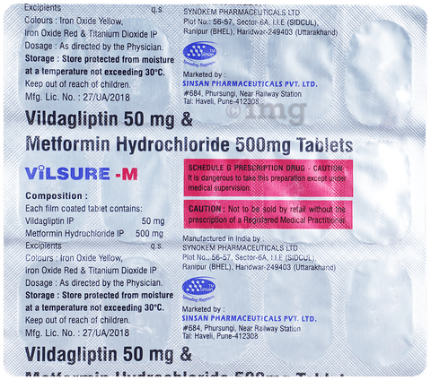 Buy Vilsure M 500mg/50mg Tablet Online: View Uses, Side Effects, Price ...