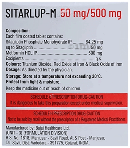 Buy Sitarlup-M 50mg + 500mg Tablet Online: View Uses, Side Effects ...