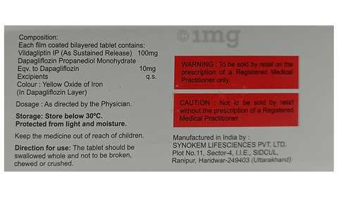 Buy Vildasmart Dapa 100/10 Tablet SR Online: View Uses, Side Effects ...