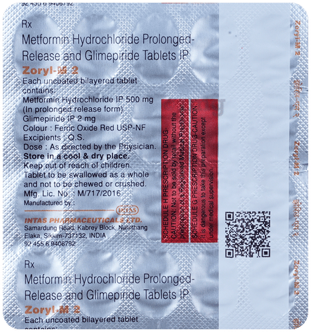 Buy Zoryl-M 2 Tablet PR Online: View Uses, Side Effects, Price ...