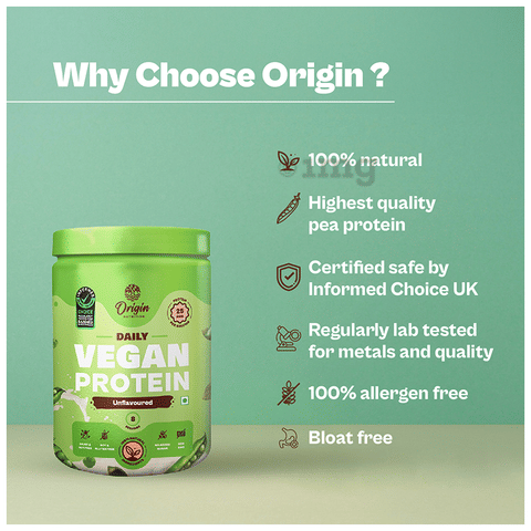 Origin Nutrition Vegan Plant Protein Powder Unflavored: Buy jar of 250. ...
