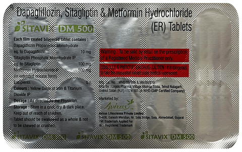 Buy Sitavix DM 500 Tablet ER Online: View Uses, Side Effects, Price ...