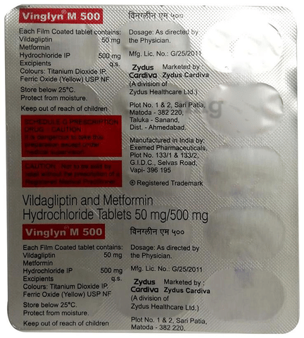 Buy Vinglyn M 500 Tablet Online: View Uses, Side Effects, Price ...
