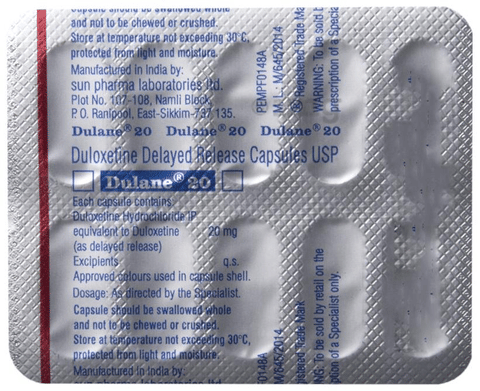 Buy Dulane 20 Capsule DR Online: View Uses, Side Effects, Price ...