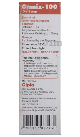 Buy Omnix 100 Dry Syrup Strawberry Online: View Uses, Side Effects ...