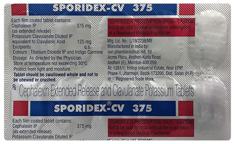 Buy Sporidex-CV 375 Tablet ER Online: View Uses, Side Effects, Price ...