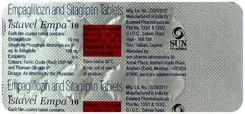 Buy Istavel Empa 10 Tablet Online: View Uses, Side Effects, Price ...