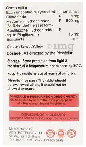 Buy Triglim 1mg/500mg/15mg Tablet Online: View Uses, Side Effects ...