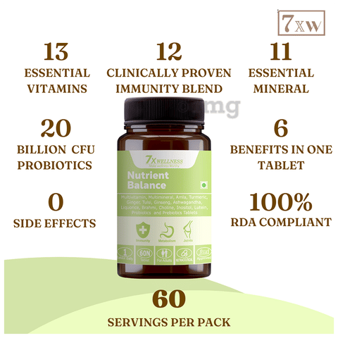 7X Wellness Combo Pack of Nutrient Balance & Simply Flawless Tablet (60 ...