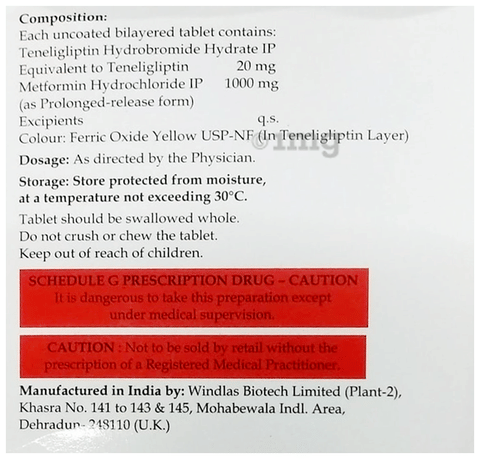 Buy Tenligress-M 1000mg/20mg Tablet Online: View Uses, Side Effects ...