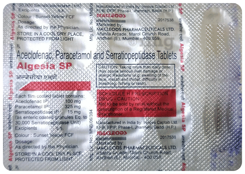 Buy Algesia SP 100mg/325mg/15mg Tablet Online: View Uses, Side Effects ...