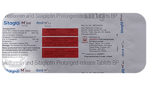 Buy Sitaglo M 100 Tablet PR Online: View Uses, Side Effects, Price ...
