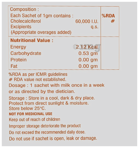 The Old Natural Nuvit D3 Granules Cholecalciferol 60,000 IU Sachet (10 ...