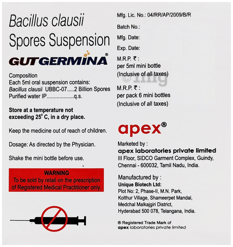 Buy Gutgermina Oral Suspension Online: View Uses, Side Effects, Price ...