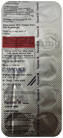 Buy Paramet M 5mg/500mg Tablet Online: View Uses, Side Effects, Price ...
