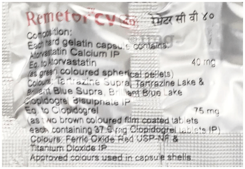 Buy Remetor CV 40mg/75mg Capsule Online: View Uses, Side Effects, Price ...