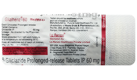 Buy Glizihenz 60 Tablet PR Online: View Uses, Side Effects, Price ...