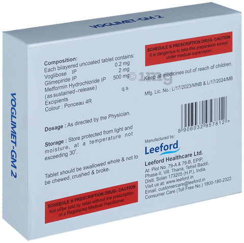 Buy Voglimet-GM 2 Tablet SR Online: View Uses, Side Effects, Price ...