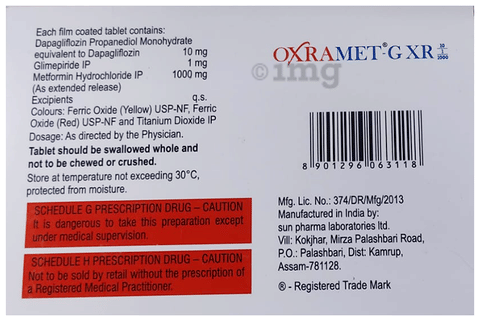 Buy OXRAmet G 10mg/1mg/1000mg Tablet XR Online: View Uses, Side Effects ...