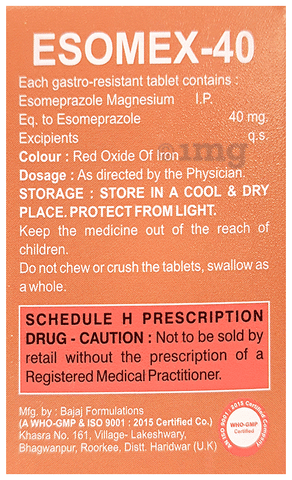 Buy Esomex 40 Tablet Online: View Uses, Side Effects, Price ...