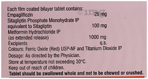 Buy Istamet Empa 25/100/1000 Tablet ER Online: View Uses, Side Effects ...