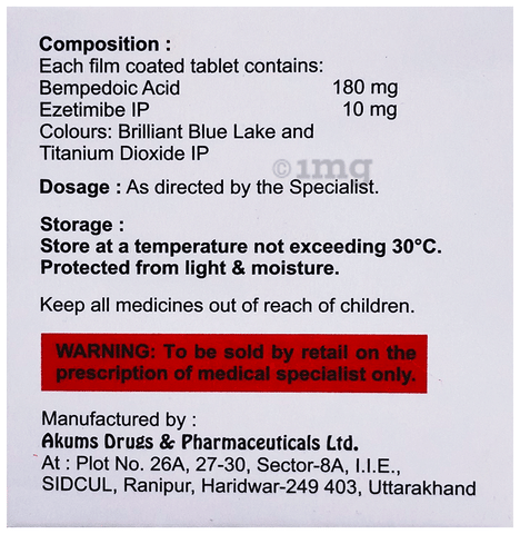 Buy Bemzire EZ 180mg/10mg Tablet Online: View Uses, Side Effects, Price ...