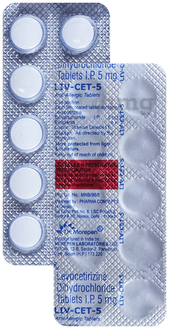 Livcet 5mg Tablet View Uses Side Effects Price and Substitutes 1mg